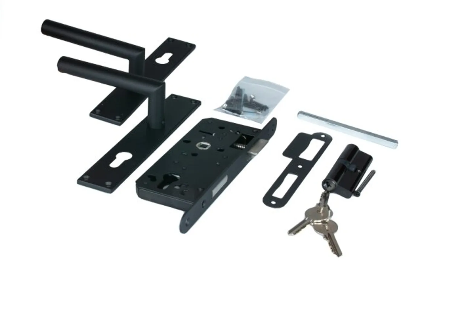 Klinkset slotkast cilinderslot RVS zwart - HouthandelOnline