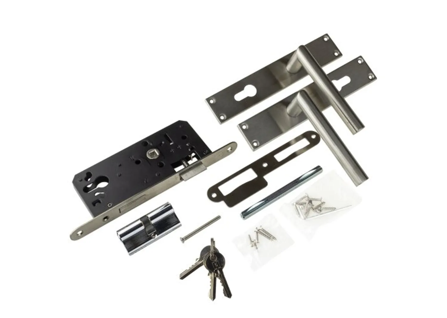 Klinkset slotkast en cilinderslot RVS - HouthandelOnline.nl